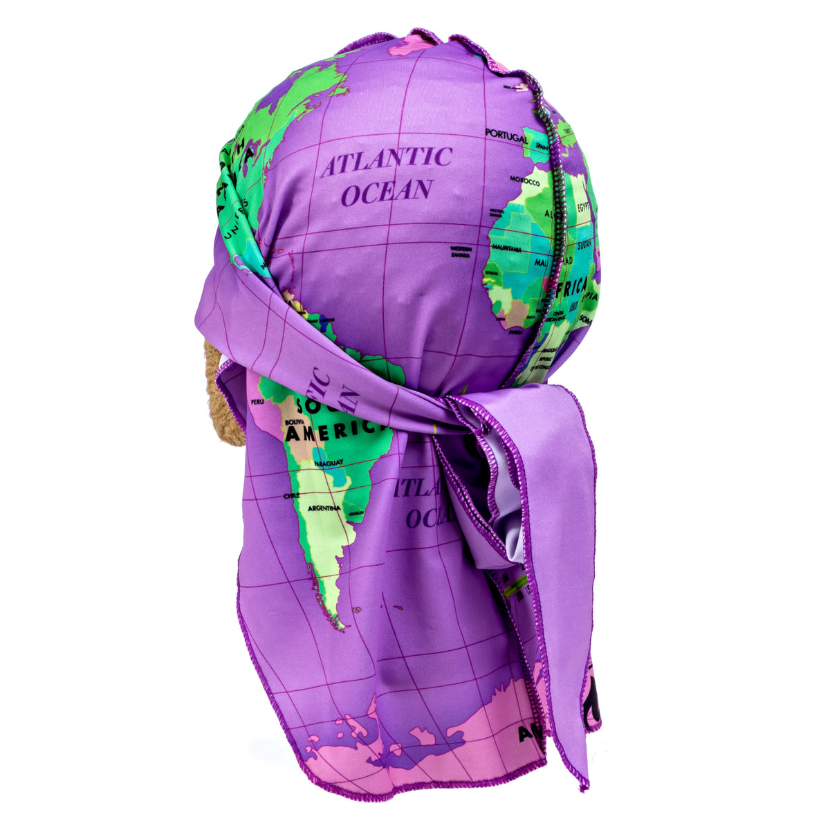 Purple Map World Print Du Rag Premium Durag Wave Cap Doorags Durags