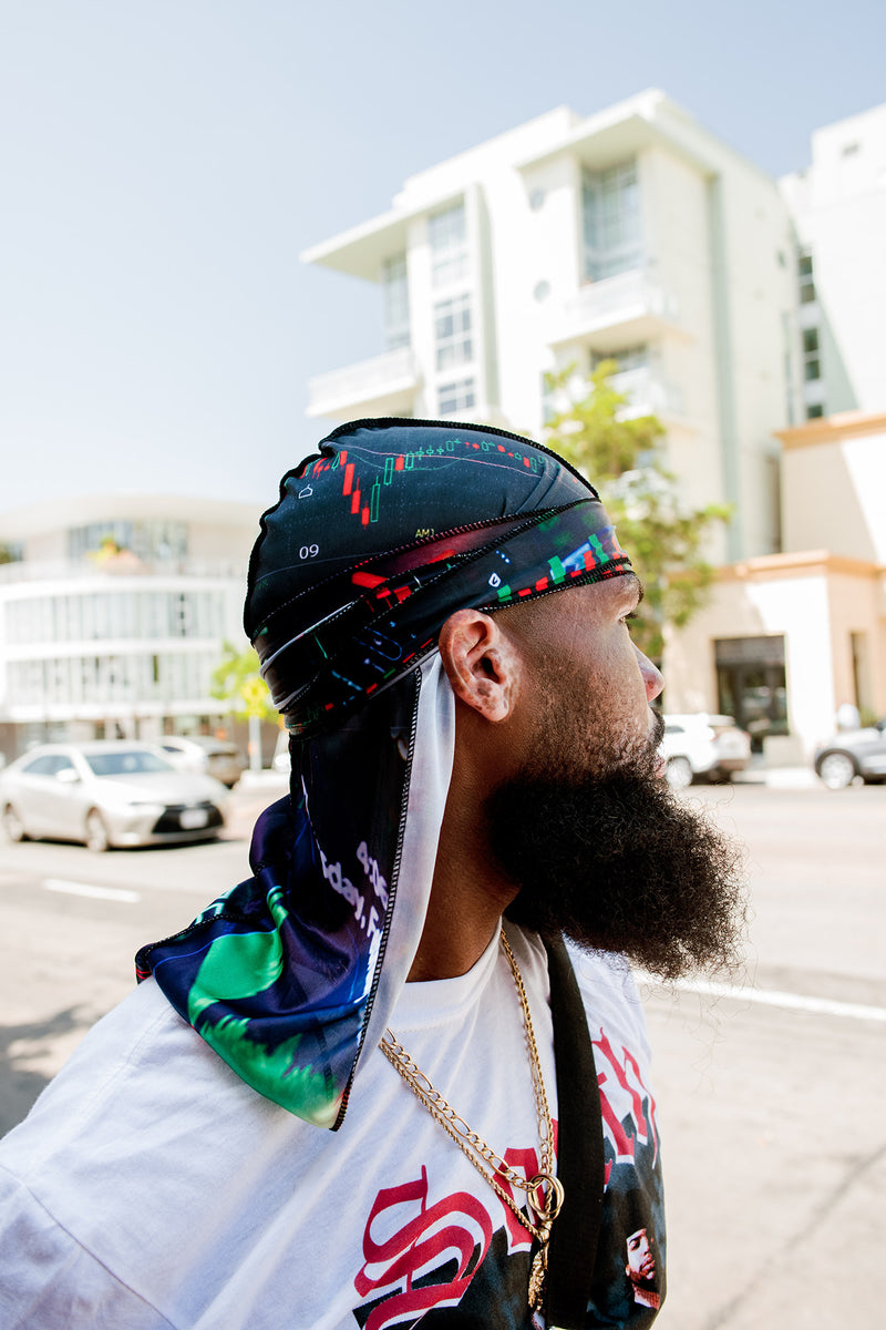 Durag Black Print Du Rag Premium Quality Wave Cap Doorags Durags