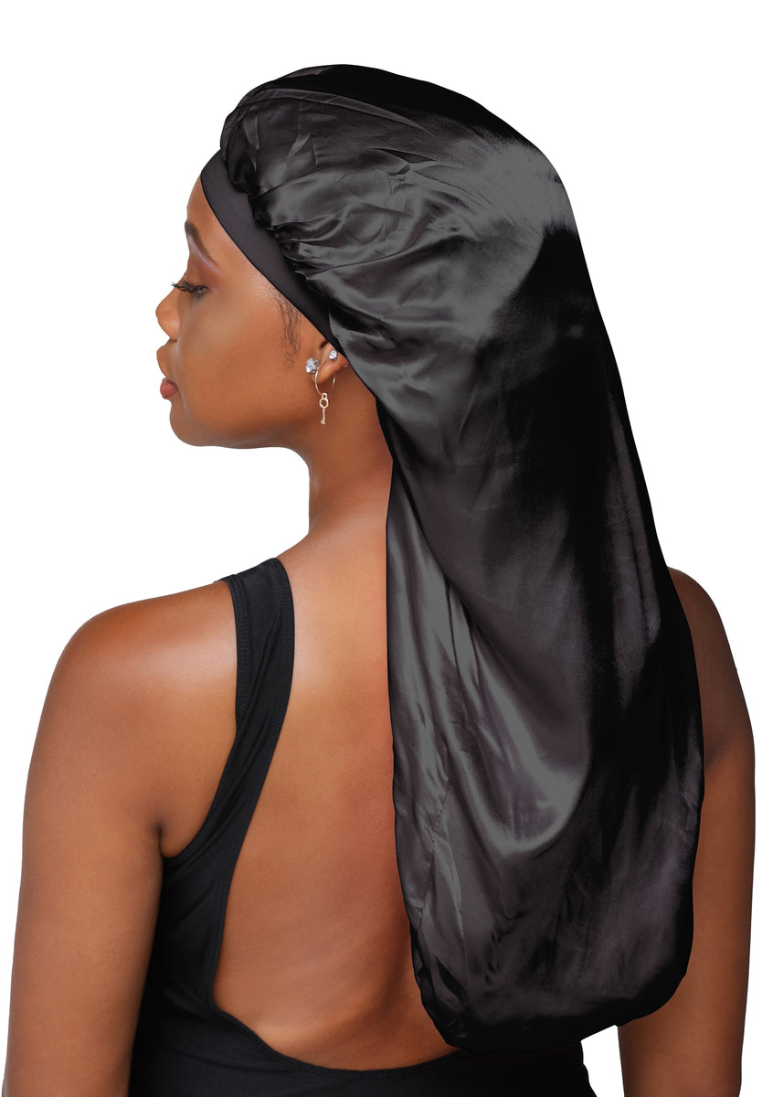Snatched Flames Double Layered Satin Long Bonnet for Women with Braids